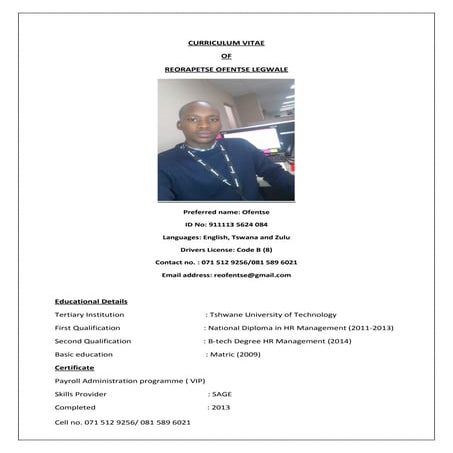 CURRICULUM VITAE of MSIBI SIFISO | DOCX