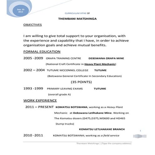 THEMBANI MATSHINGA | PDF