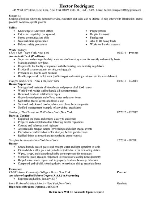 Hospitality Resume | PDF