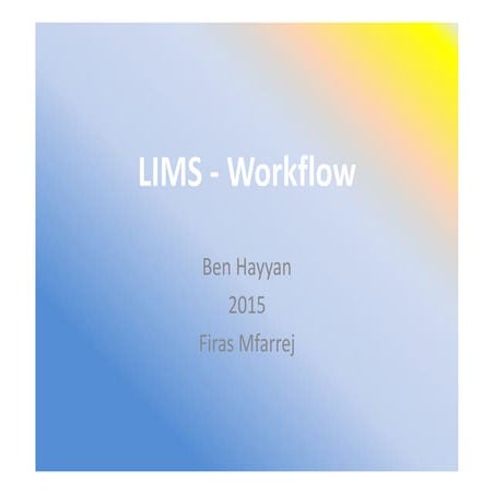LIMS - Workflow | PDF | Chemistry | Science