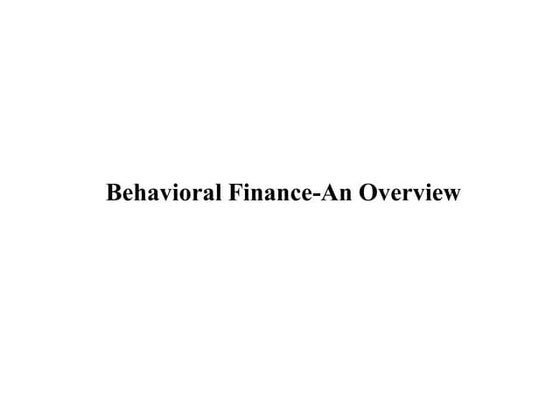 behavioral finance intro | PPT