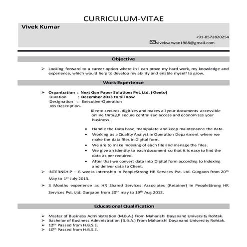 Updated CV Vivek | PDF