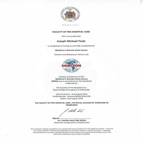 Joseph-Teale -MIRA Certificate | PDF