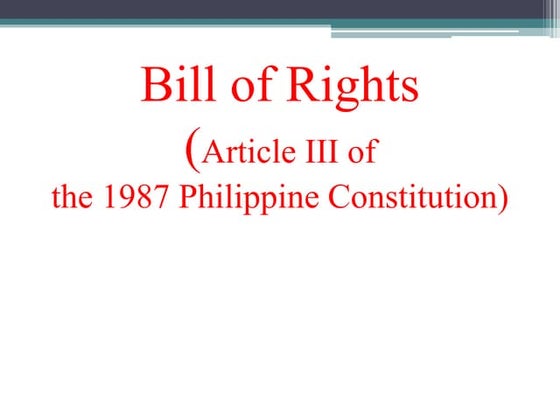 Summary Bill or RIGHTS Article 3 Section 1-22 | PDF
