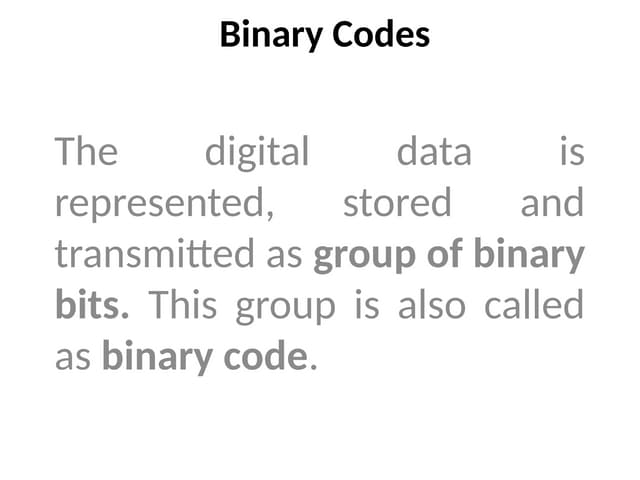 Binary Codes like Binary decimal Octal and Hexadecimal | PPT Binary Codes like Binary decimal Octal and Hexadecimal | PPT