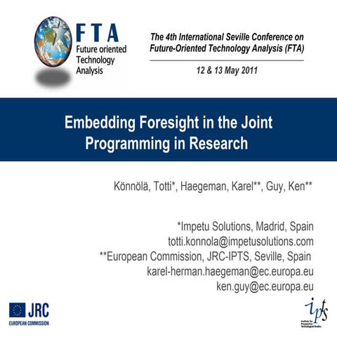 Foresight in the Joint Programming | PPT