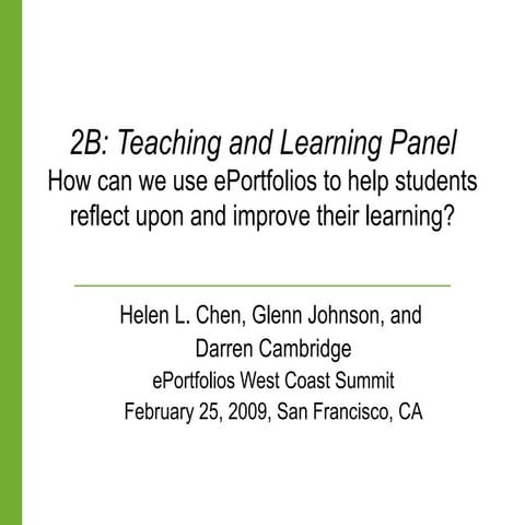 How can we use ePortfolios to help students reflect upon and improve ...