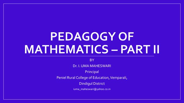 2c. Pedagogy Of Mathematics - Part Ii (numbers And Sequence - Ex 2.3) | Ppt