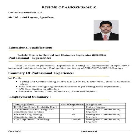 Ashok Resume-2015 | PDF