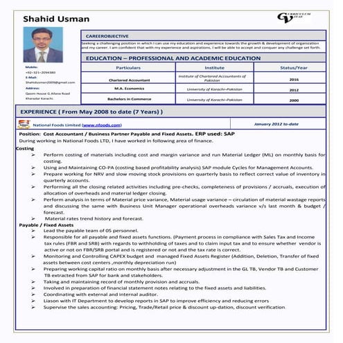 CV - Shahid Usman | PDF