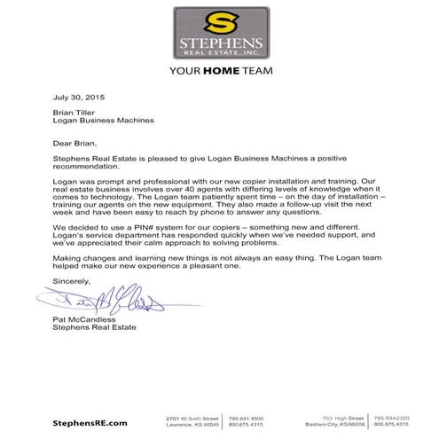 Stephens RE Recommendation Letter | PDF