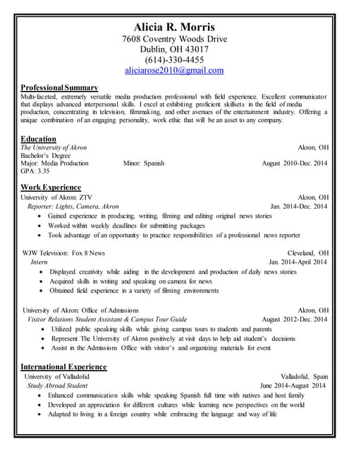 Resume Actualizado Claudia 2016 | PDF