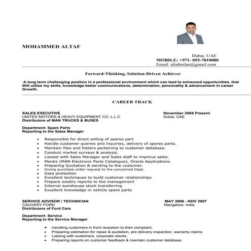 altaf cv (1) | DOC | Automotive Industry | Industries