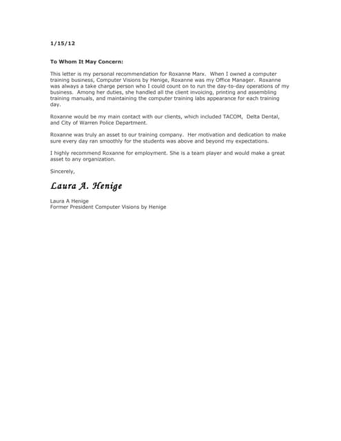 Photon Systems Recommendation Letter | PDF