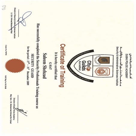 Security license certificate | PDF