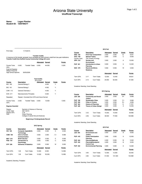 Transcript ASU | PDF