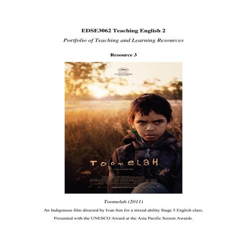 Stage 5 - Resource Analysis for Teaching Sen's 'Toomelah' | PDF