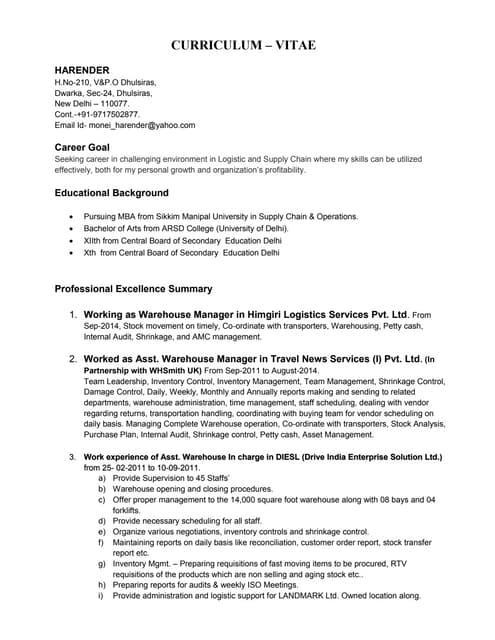 real warehouse cv | RTF