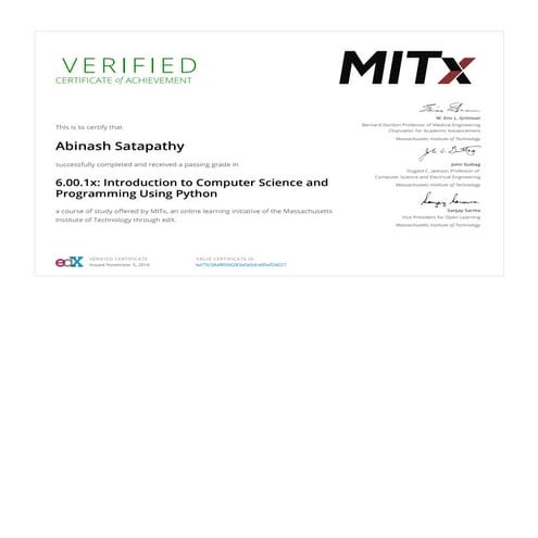 MITx 6.00.1x Certificate _ edX | PDF