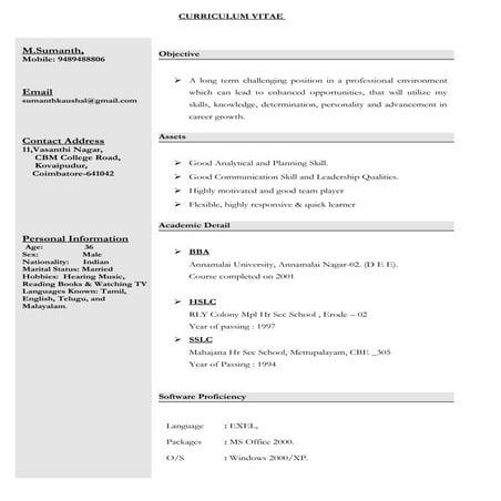 SUMANTH Resume | DOC