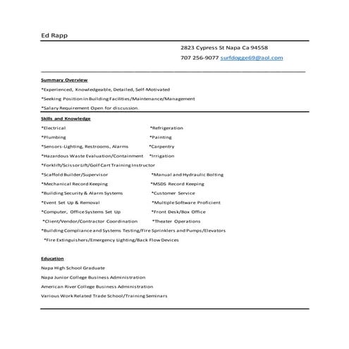 Ed Rapp New Resume Revised July 2016 | PDF