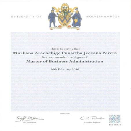 MBA certificate-University of Wolverhampton (MBA Certificaat) | PDF