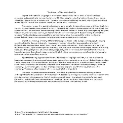 The Power of English | DOCX