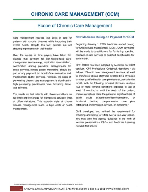 Billing for medicare chronic care management (ccm) | PDF | Health ...