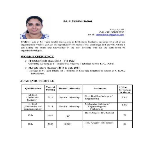RAJALEKSHMI SANAL_RESUME | PDF