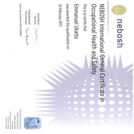 NEBOSH CERTIFICATE | PDF
