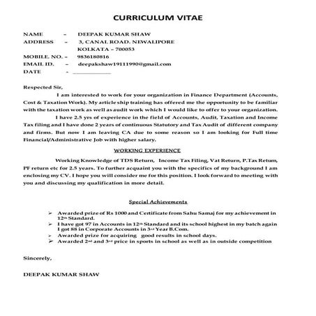 Deepak_Resume new | DOCX | Business Accounting & Finance | Business