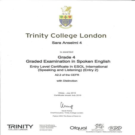 CERTIFICATION TRINITY EXAM - Level 4 | PDF