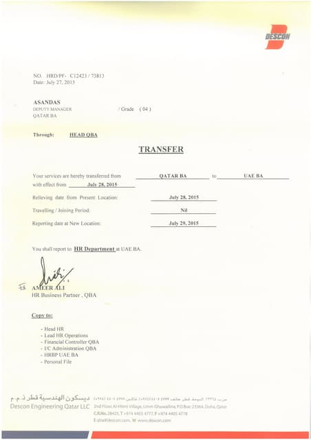 Qatar Experience Certificate. | PDF