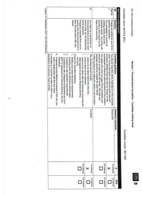 N Bell RG 146 Compliance Module 1 Statement of Attainment | PDF