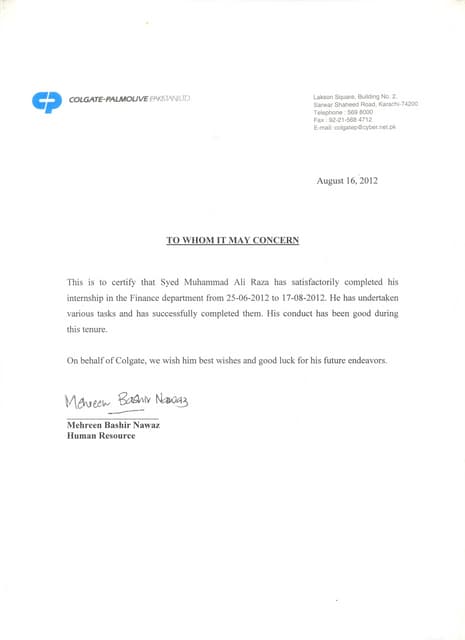 colgate palmolive internish certificate.PDF