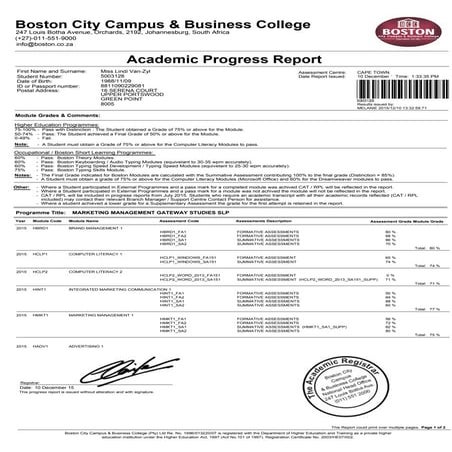 Boston Academic Progress Report | PDF