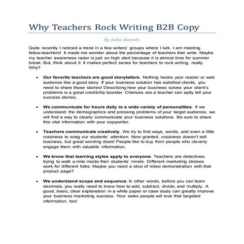 Why Teachers Rock Writing B2B Copy | DOCX