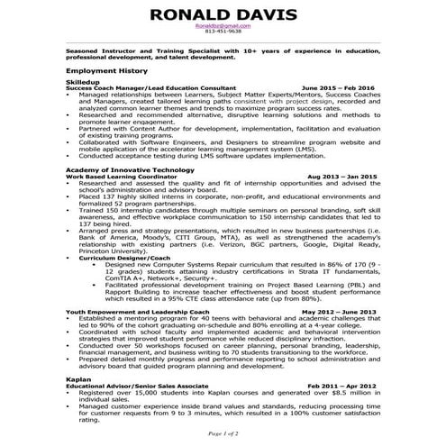 Ronald Davis Resume | PDF