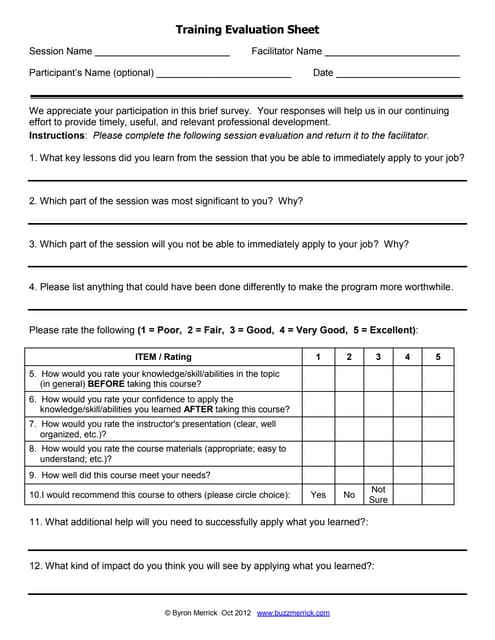 Professional development evaluation form | PDF