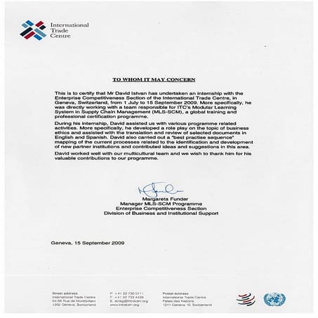 ITC - Recommendation Letter (Margareta Funder) | PDF