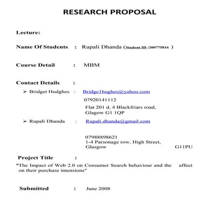 RESEARCH PROPOSAL | PDF