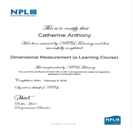 NPL Dimensional Measurement E-learning Course | PDF