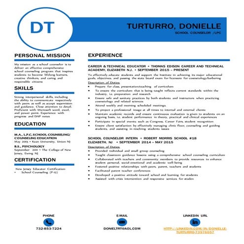 DONIELLE TURTURRO RESUME 2016 | DOCX