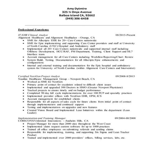 Amy Dytmire Resume 2016 | DOCX