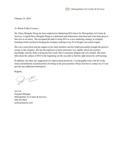 Letter of Recommendation by Managing Director | PDF
