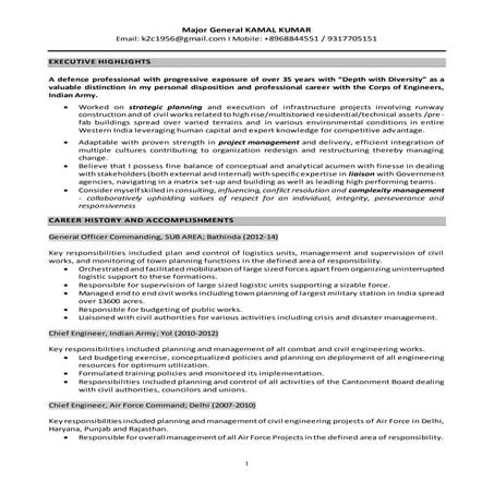 Maj Gen Kamal_CV | DOCX | Civil Engineering Industry | Industries
