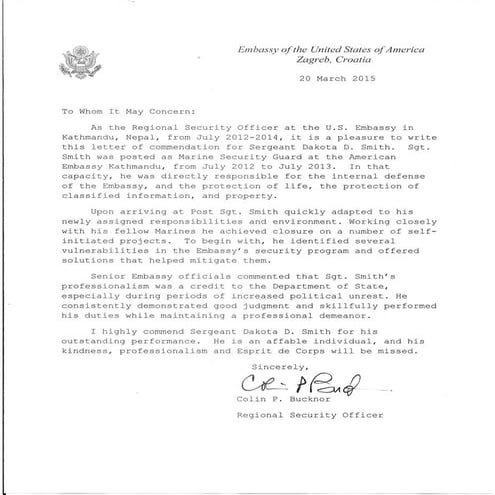 Letter of Recommendation Colin Bucknor | PDF