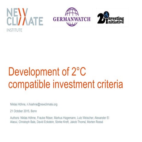 Development of 2°C compatible investment criteria | PPTX