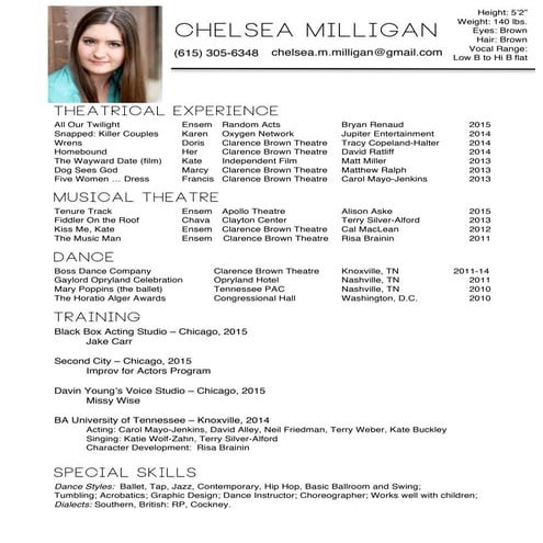 Chelsea Milligan Resume 2015 | PDF
