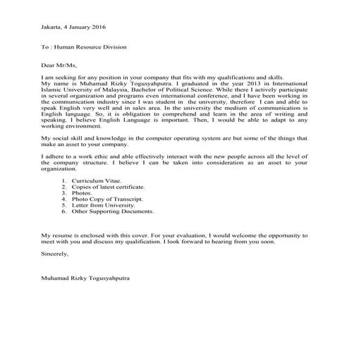 Revision Cover Letter Rizky January 2016 | DOC